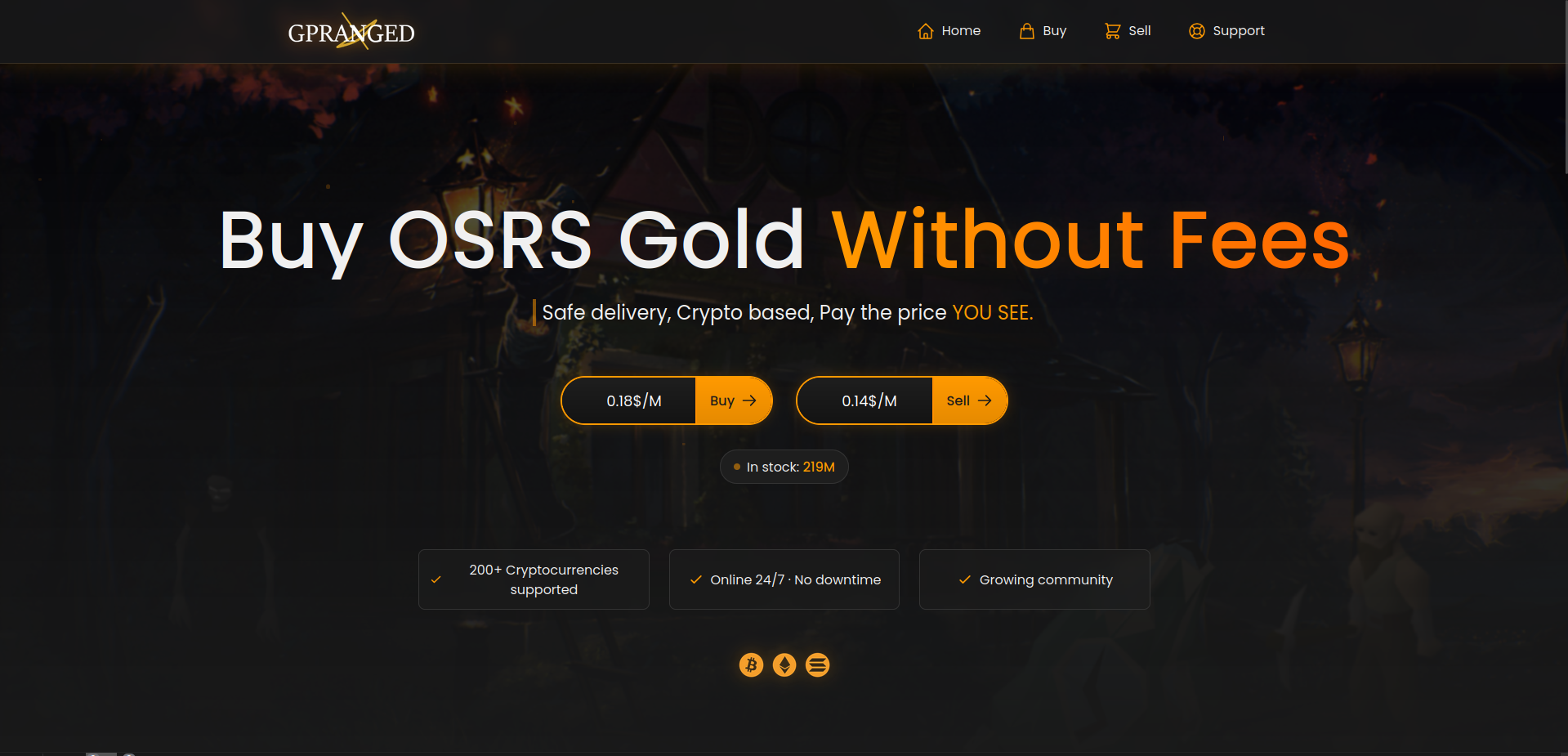 Buy OSRS Gold with Crypto (200+ Coins) | Instant Delivery | GPranged